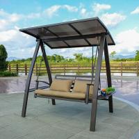 China Contemporary Outdoor Garden Furniture YY Mail Packing Metal Double Swing Chair with Canopy for sale