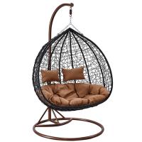 China Outdoor Furniture Garden Hanging Rattan Swing Chair Modern Design Style Double Soft for sale