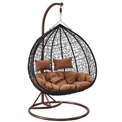 China Outdoor Furniture Garden Hanging Rattan Swing Chair Modern Design Style Double Soft for sale