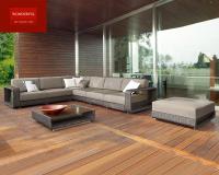 China WhiteGrayCreamBrownBlackYellow Rattan L Shape Sofa for Outdoor Patio Wicker Furniture for sale