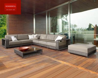 China WhiteGrayCreamBrownBlackYellow Rattan L Shape Sofa for Outdoor Patio Wicker Furniture for sale