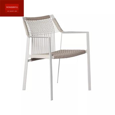 China Modern Outdoor Rope Dining Chairs with Adjustable Height and Power Coated Frame Finish for sale