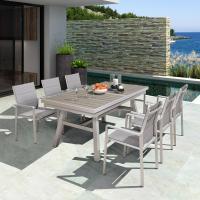 China Outdoor Leisure Garden Set Hotel Restaurant Brushed Aluminum Stacking Table and Chairs for sale