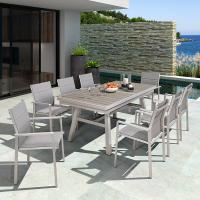 China Outdoor Leisure Garden Set Hotel Restaurant Brushed Aluminum Stacking Table and Chairs for sale
