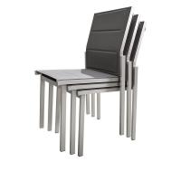 China Outdoor Leisure Garden Set Hotel Restaurant Brushed Aluminum Stacking Table and Chairs for sale