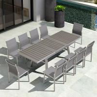China Outdoor Leisure Garden Set Hotel Restaurant Brushed Aluminum Stacking Table and Chairs for sale