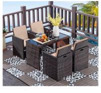 China Modern Design Rattan Dining Tables and Chairs Furniture Set for UKFF Distributors for sale