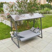 China Modern Outdoor Garden Aluminium Hanging Bed Frame 4 Seater Swing Chair with LED Light for sale