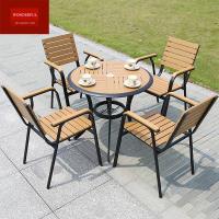China Outdoor Furniture Aluminum Frame Dining Set Plastic Wood Table Set for Outdoor Dining for sale