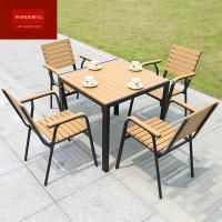 China Outdoor Furniture Aluminum Frame Dining Set Plastic Wood Table Set for Outdoor Dining for sale