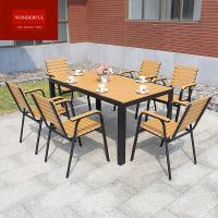 China Outdoor Furniture Aluminum Frame Dining Set Plastic Wood Table Set for Outdoor Dining for sale
