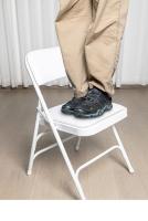 China Hotel Outdoor Parties White Outdoor Folding Chair with Powder Coated Frame for sale