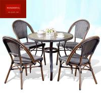China Cafe Bamboo Garden Furniture Teslin Aluminum Dining Sets Chair and Table in Any Color for sale