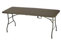 China Outdoor Camping Hiking Travelling 6FT Folding in Half Table with Rattan Design Brown for sale