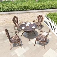 China Garden Furniture Outdoor Patio Dining Set with Cast Aluminum and Rectangle BBQ Table for sale