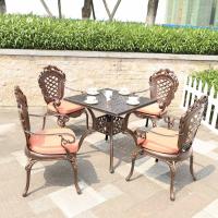 China Garden Furniture Outdoor Patio Dining Set with Cast Aluminum and Rectangle BBQ Table for sale