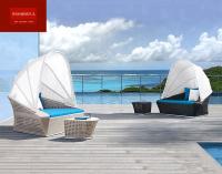 China Modern Design Outdoor Beach Chaise Chair with All Weather Handmade Wicker Sun Lounge for sale