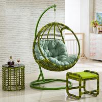 China Indoor/Outdoor Metal Frame Round PE Rattan Swing Chair with Waterproof Fabric Cushion for sale