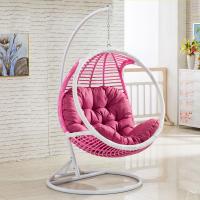 China Indoor/Outdoor Metal Frame Round PE Rattan Swing Chair with Waterproof Fabric Cushion for sale
