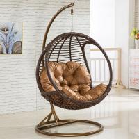 China Indoor/Outdoor Metal Frame Round PE Rattan Swing Chair with Waterproof Fabric Cushion for sale