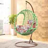 China Indoor/Outdoor Metal Frame Round PE Rattan Swing Chair with Waterproof Fabric Cushion for sale