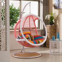 China Indoor/Outdoor Metal Frame Round PE Rattan Swing Chair with Waterproof Fabric Cushion for sale