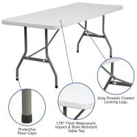 China Portable 6ft White Plastic Dining Table for Outdoor BBQ Camping and Picnic Folded Yes for sale
