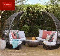 China Water Proof Cushion Outdoor Seaside Wicker Sun Bed with Rust-Resistant Aluminum Frame for sale