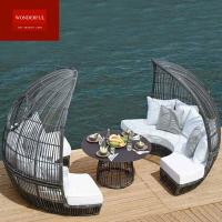 China Water Proof Cushion Outdoor Seaside Wicker Sun Bed with Rust-Resistant Aluminum Frame for sale
