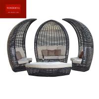 China Water Proof Cushion Outdoor Seaside Wicker Sun Bed with Rust-Resistant Aluminum Frame for sale