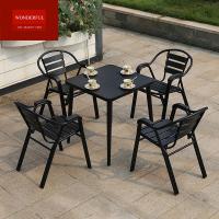 China Outdoor Plastic Wood Furniture Aluminum Garden Dining Set Table and Chairs for Garden for sale
