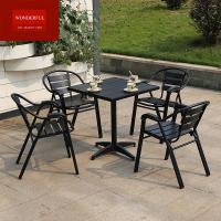 China Outdoor Plastic Wood Furniture Aluminum Garden Dining Set Table and Chairs for Garden for sale