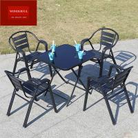 China Outdoor Plastic Wood Furniture Aluminum Garden Dining Set Table and Chairs for Garden for sale