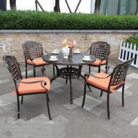 China Aluminum Frame Garden Furniture Dining Set 4 Chairs for Outdoor Dining Experience for sale