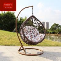 China Mail Packing Garden Swing Chair with Cushions PE Rattan Wicker Single Hanging Chair for sale