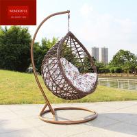 China Mail Packing Garden Swing Chair with Cushions PE Rattan Wicker Single Hanging Chair for sale