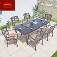 China Outdoor Garden Cast Aluminum Dining Table with Chair Sea Beach Dining Set Furniture for sale