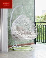 China Living Room Rattan Double Seater Hanging Egg Chair with Modern Design and Pink Rattan for sale