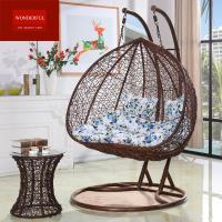 China Living Room Rattan Double Seater Hanging Egg Chair with Modern Design and Pink Rattan for sale