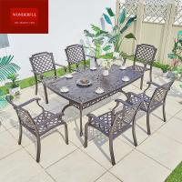 China Outdoor Garden Cast Aluminum Dining Table with Chair Sea Beach Dining Set Furniture for sale