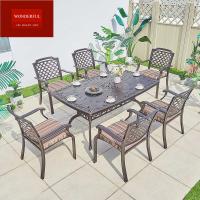 China Outdoor Garden Cast Aluminum Dining Table with Chair Sea Beach Dining Set Furniture for sale