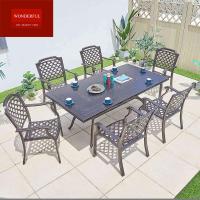 China Outdoor Garden Cast Aluminum Dining Table with Chair Sea Beach Dining Set Furniture for sale