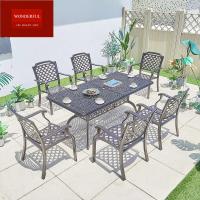 China Outdoor Garden Cast Aluminum Dining Table with Chair Sea Beach Dining Set Furniture for sale
