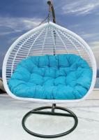 China Outdoor Furniture Double Seats Swing Chair in Black PE Rattan for Comfortable Relaxation for sale