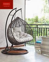 China Outdoor Furniture Double Seats Swing Chair in Black PE Rattan for Comfortable Relaxation for sale