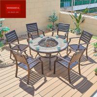 China Outdoor Patio Dining Set with Round BBQ Table and Luxury Cast Aluminum Garden Furniture for sale