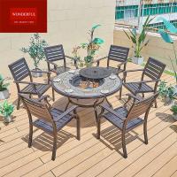 China Outdoor Patio Dining Set with Round BBQ Table and Luxury Cast Aluminum Garden Furniture for sale