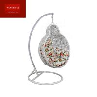 China Metal Frame Hand-made Rattan Swing Wicker Chair for Outdoor Garden Villa Hanging Basket for sale