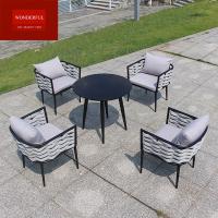 China Outdoor Patio Rope Woven Furniture Aluminum Frame Hotel Dining Set for Outdoor Dining for sale