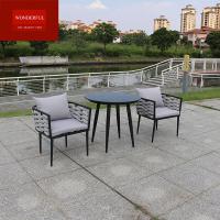 China Outdoor Patio Rope Woven Furniture Aluminum Frame Hotel Dining Set for Outdoor Dining for sale